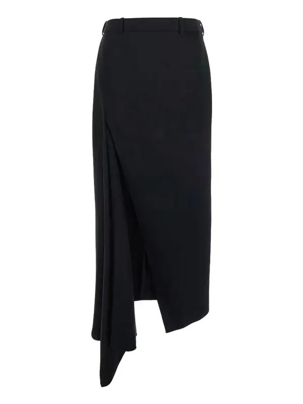Givenchy Asymmetric Draped Midi Skirt - Black