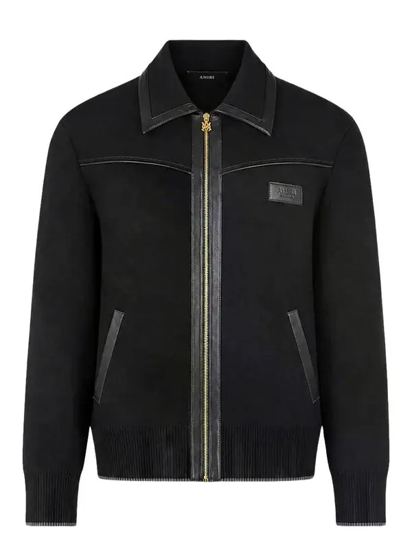 Amiri Leather Trim Zipped Blouson - Black