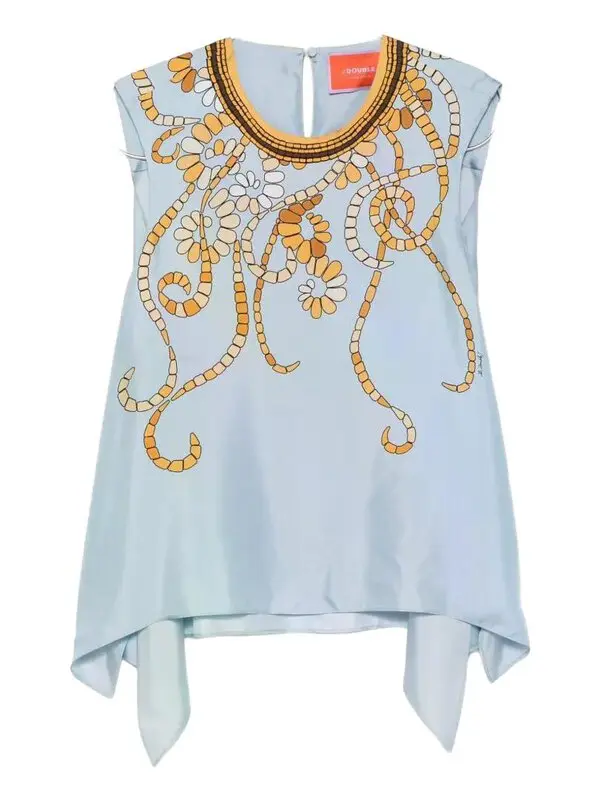La DoubleJ Sleeveless Blouse With Graphic Print - Blue