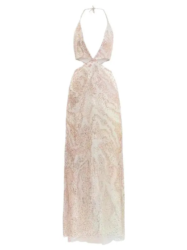SAIID KOBEISY Embroidered Cut-out Maxi Dress - Gold
