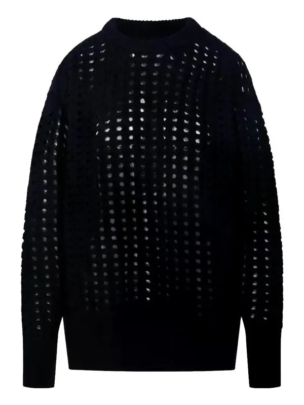 NUDE Open-knit Crew-neck Sweater - Blue