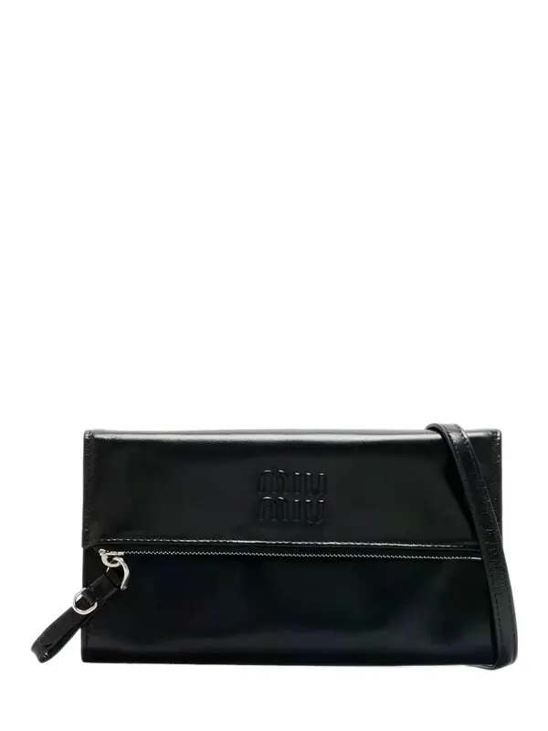 Miu Miu Leather Pouch With Shoulder Strap - Black