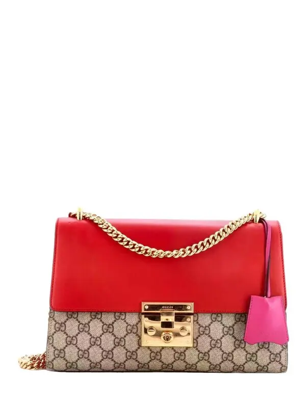 Gucci Padlock Gg Coated Canvas And Leather Medium Shoulder Bag - Red