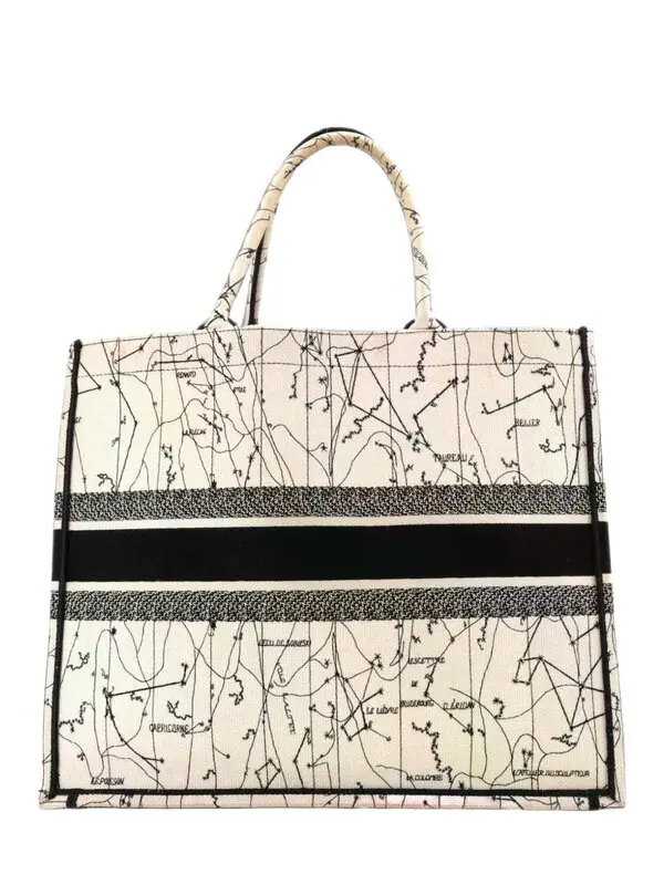 Dior Embroidered Canvas Large Tote Bag - Black