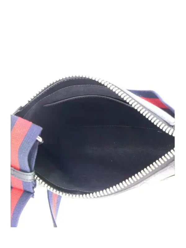 Gucci Gg Coated Canvas Messenger Bag With Web Strap - Black