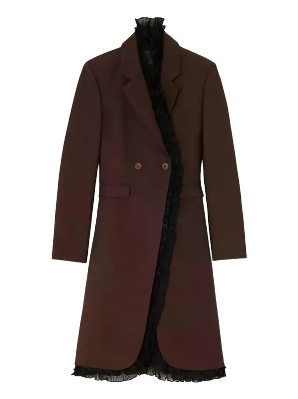 GANNI Long Wool Blazer - Brown