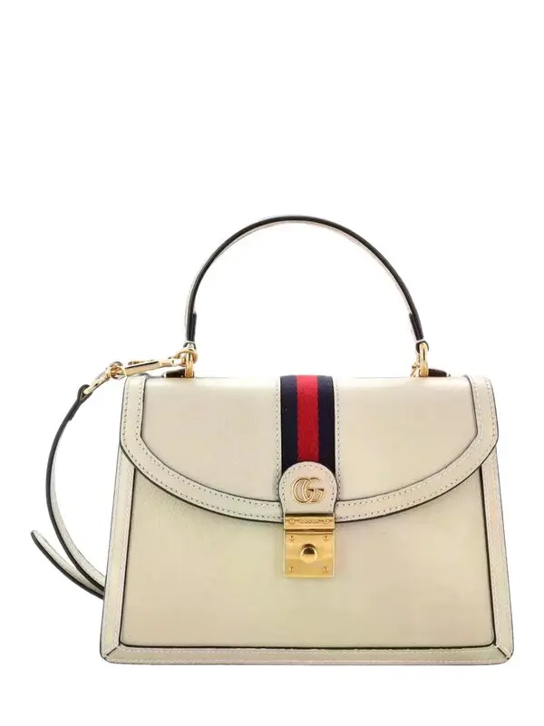Gucci Ophidia Flap Top Handle Bag Leather Small Satchel - Neutrals
