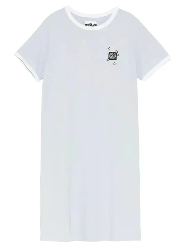 AGNES B. Embroidered Logo T-shirt Dress - Blue