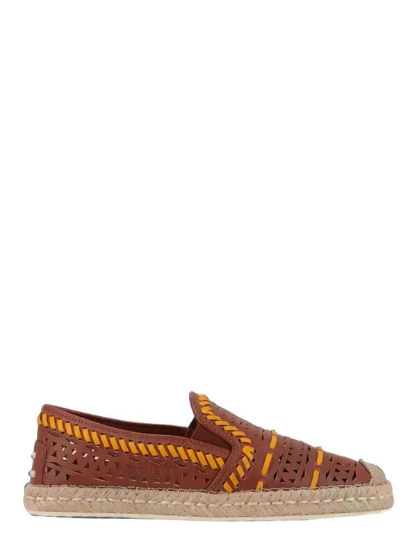 TOD'S Perforated Whipstitch Loafers - Brown