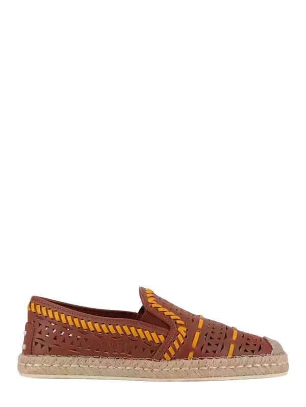 TOD'S Perforated Whipstitch Loafers - Brown