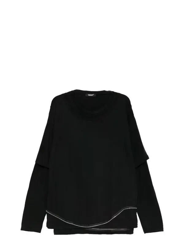 Undercover Zip-detail Asymmetrical Long Sleeve T-shirt - Black