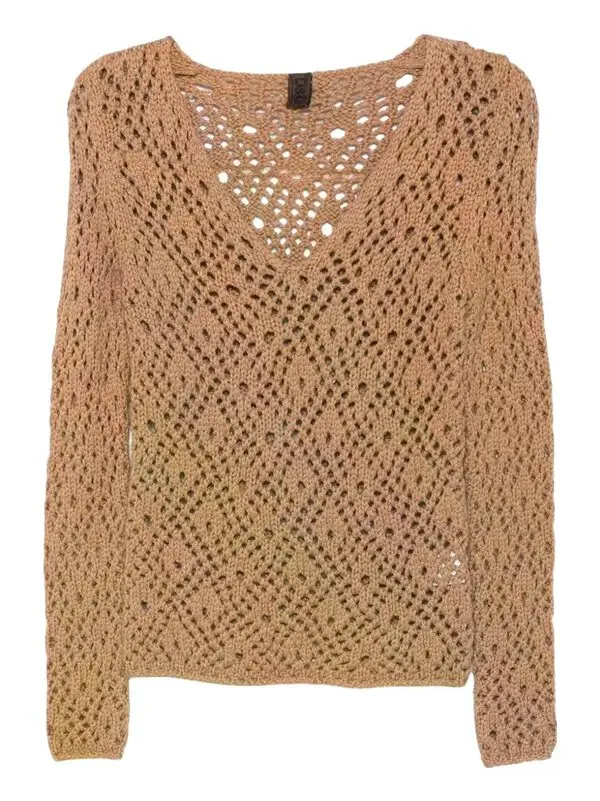 Dolce & Gabbana 2000s Open-knit V-neck Sweater - Brown