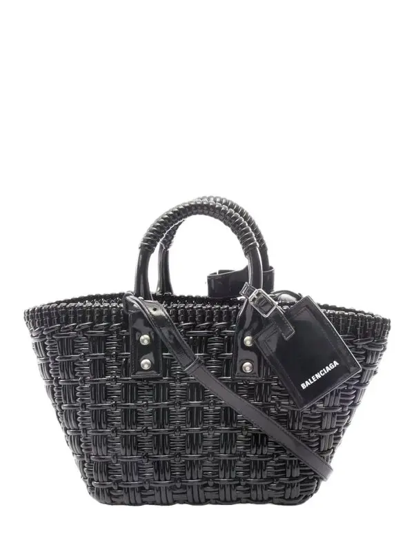 Balenciaga Woven Bistro Basket Tote Bag - Black