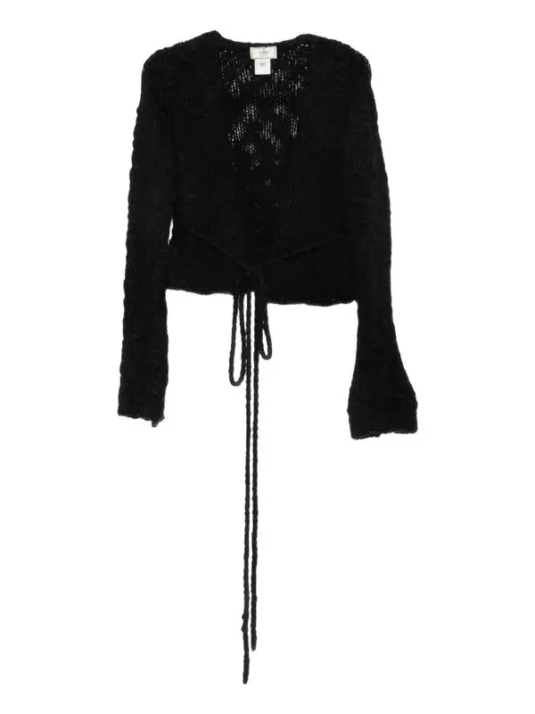 Fendi 1990s Textured Knit Tie-front Cardigan - Black