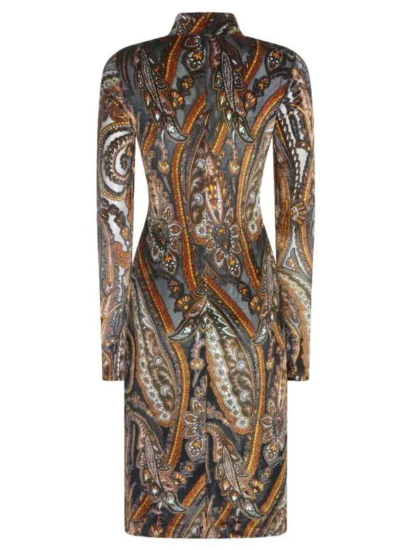 Etro Paisley-print High-neck Midi Dress - Black