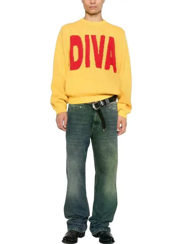CARNE BOLLENTE Diva Intarsia Knit Sweater - Yellow