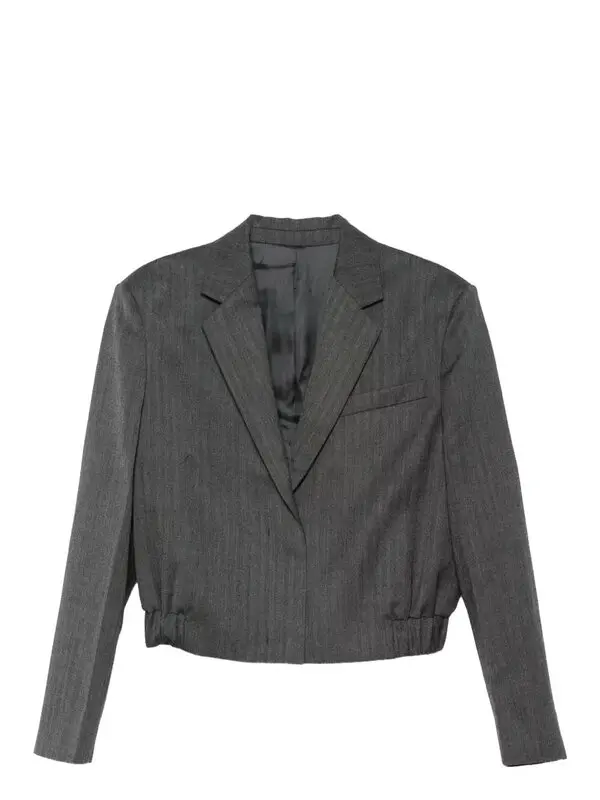 JUUN.J Cropped Herringbone Jacket - Grey