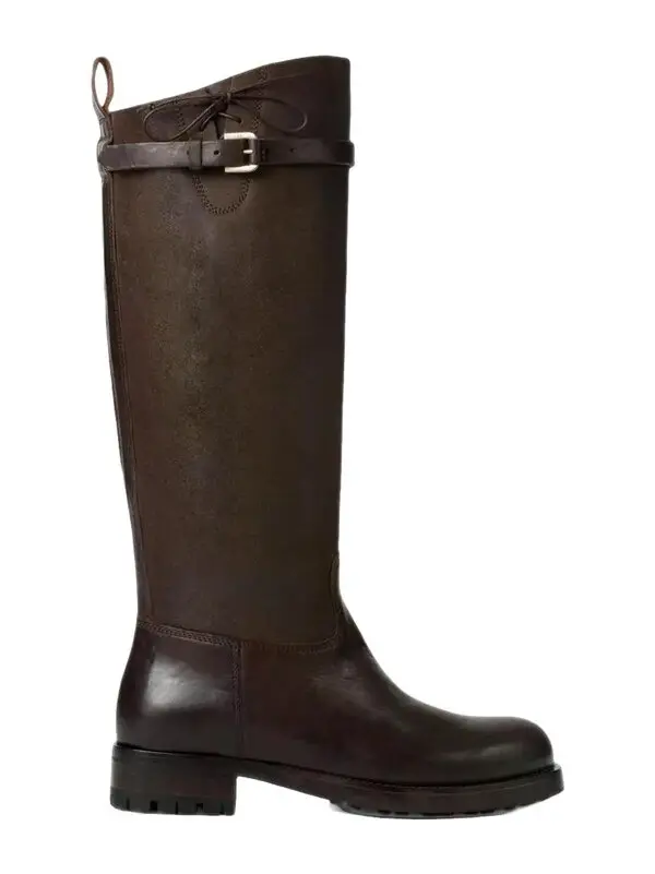 Ralph Lauren Buckled Knee-high Leather Boots - Brown