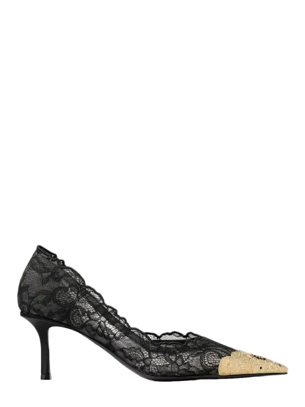 JIMMY CHOO Lace Pumps With Gold Metal Detail - Black