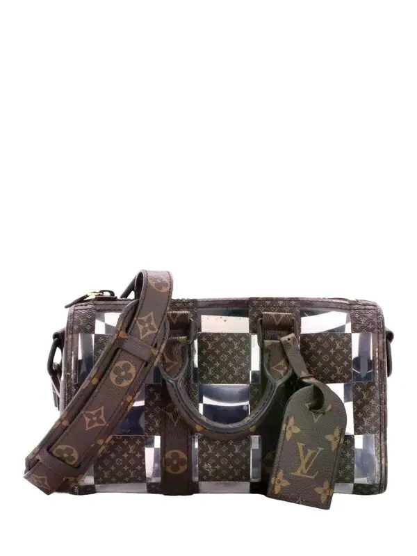 LOUIS VUITTON Keepall Bandouliere Monogram Chess Coated Canvas And Pvc 25 Handbag - Brown