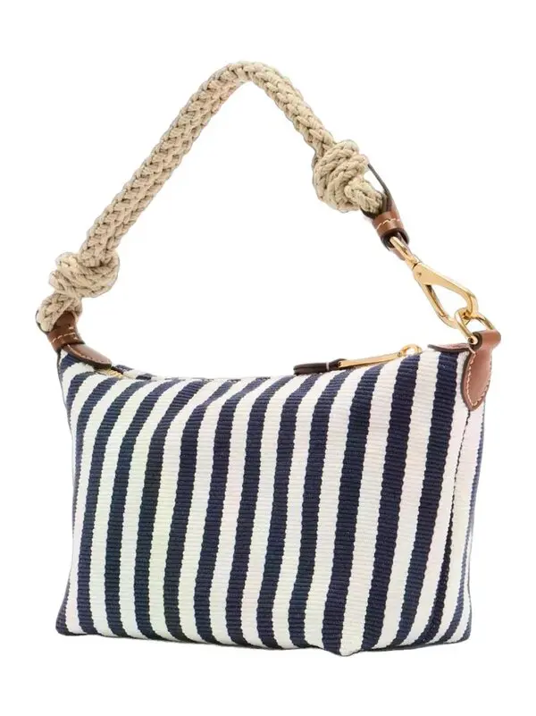 Miu Miu Striped Cotton And Leather Pouch - Blue