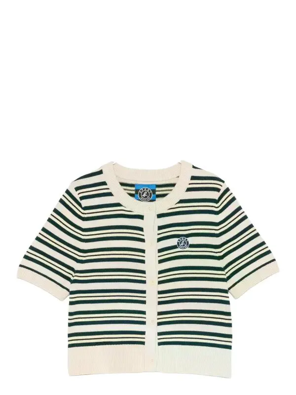 AGNES B. Striped Knit Top - Neutrals