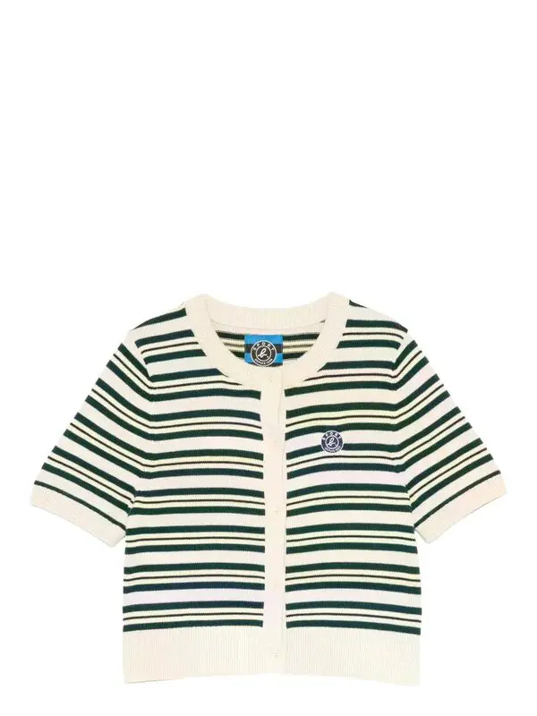 AGNES B. Striped Knit Top - Neutrals