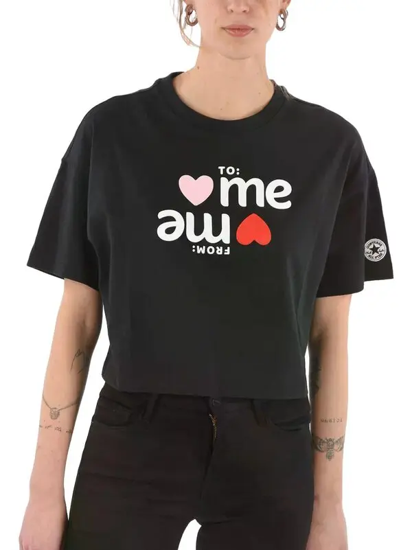 CONVERSE Cropped Logo T-shirt - Black