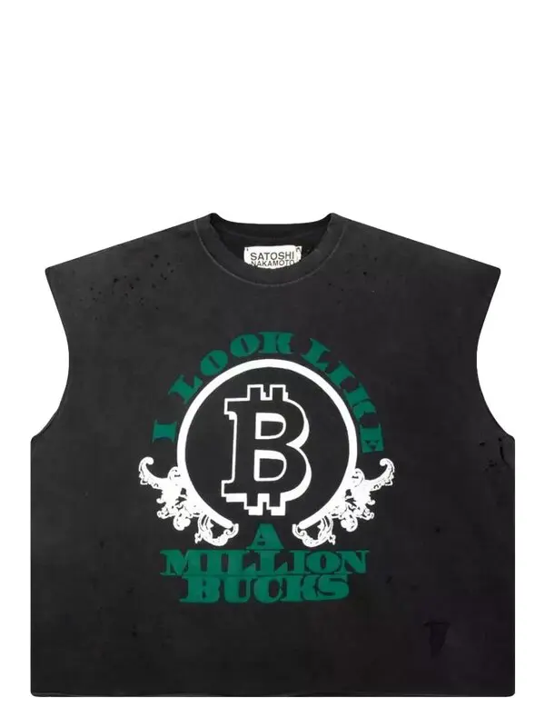 SATOSHI NAKAMOTO Logo-print Vest - Black