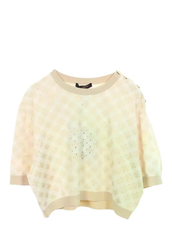 LOUIS VUITTON Gingham Check Cropped Sweater - Neutrals