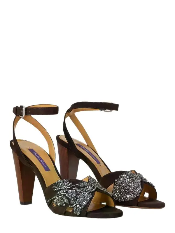 Ralph Lauren Ryne Bead-embroidered Heeled Sandals - Brown
