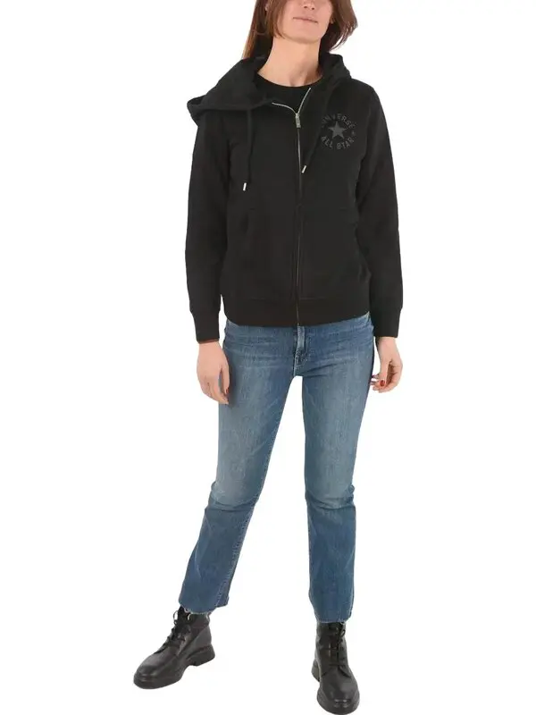 CONVERSE Logo-print Zip-up Hoodie - Black