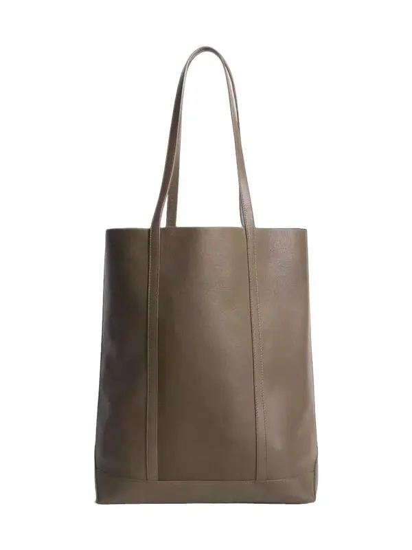 Maison Kitsuné Logo-print Leather Tote Bag - Brown