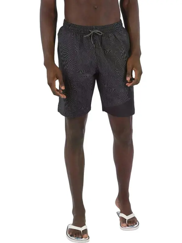 Nike Graphic Print Drawstring Swim Shorts - Black