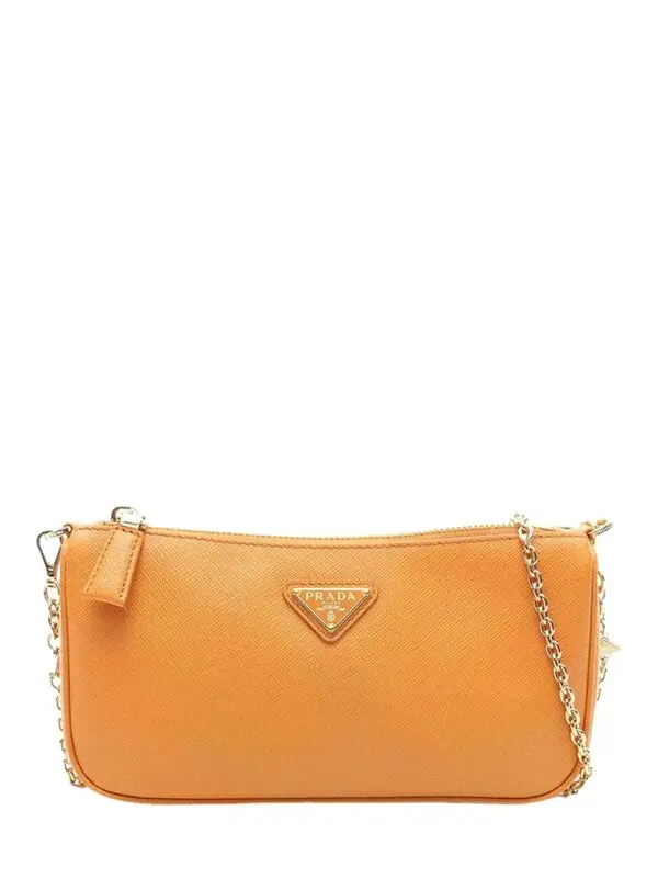 Prada Saffiano Chain Shoulder Bag - Orange