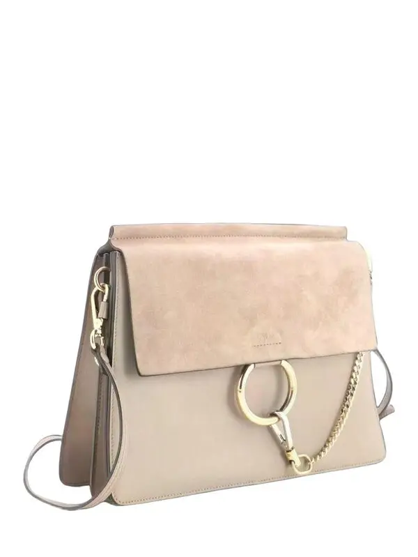 Chloé Faye Leather And Suede Shoulder Bag - Grey