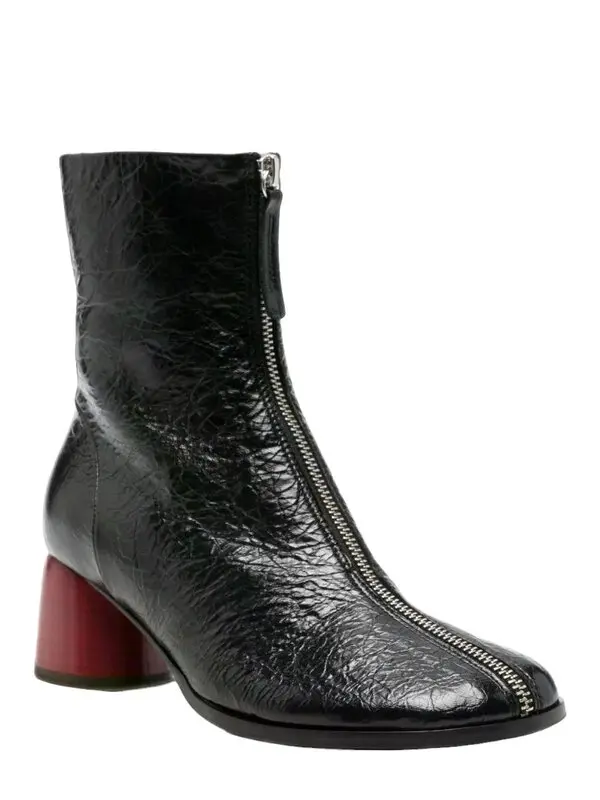 HALMANERA Front-zip Leather Ankle Boots - Black