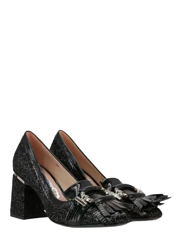 TOD'S Glitter Pumps With Fringe Detail - Black