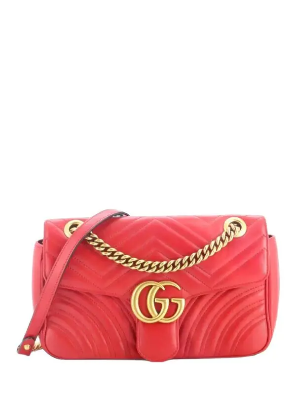 Gucci Gg Marmont Matelasse Leather Small Crossbody Bag - Red