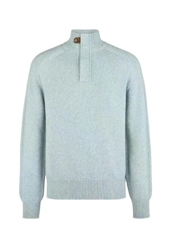 TOD'S Half-zip Suede Detail Top - Blue