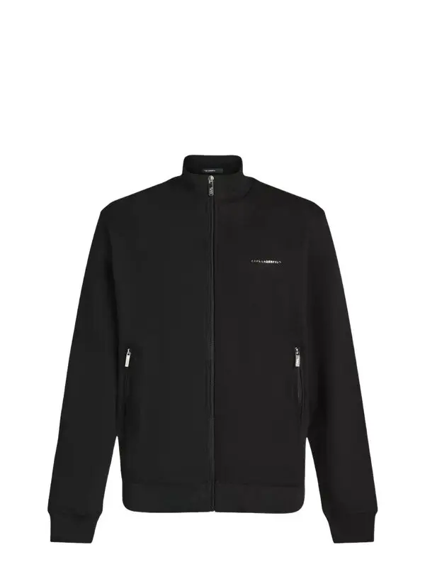 Karl Lagerfeld Logo Plaque Zip-up Sweatshirt - Black
