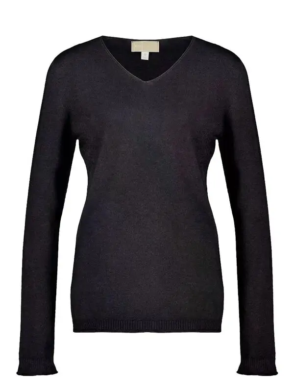 120% Lino V-neck Wool Sweater - Black