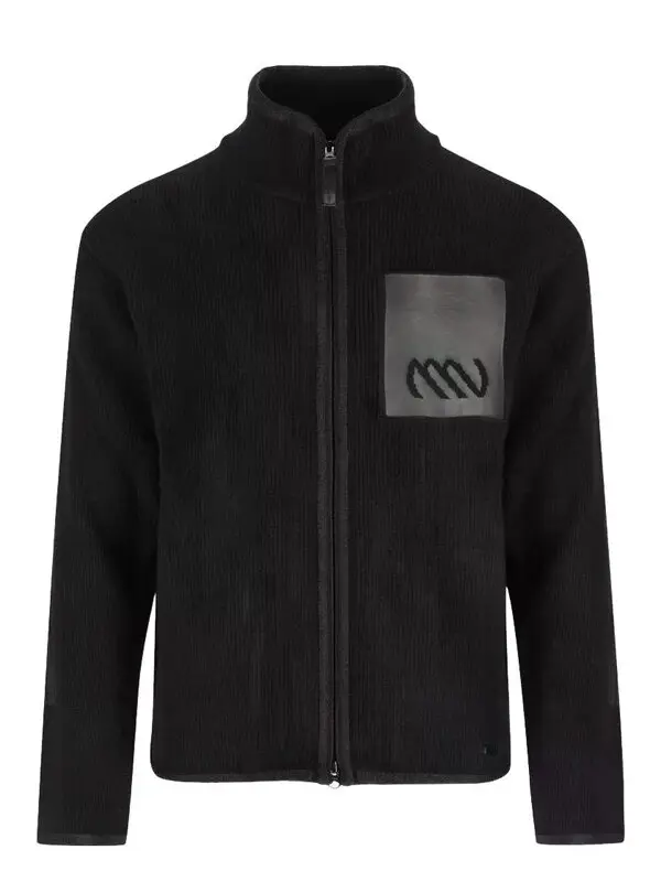 MASSIMO OSTI STUDIO Logo Patch Ribbed Knit Cardigan - Black