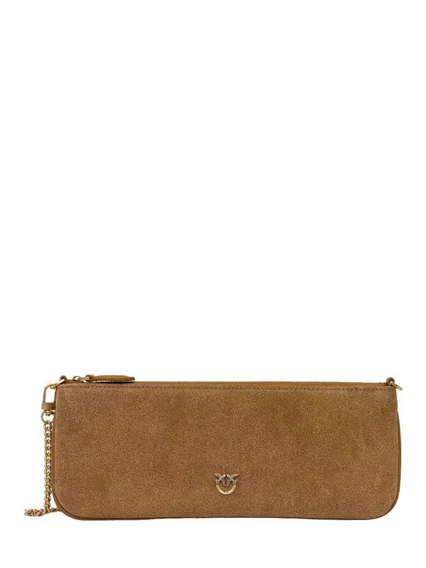 Pinko Love Birds Suede Clutch Bag - Brown
