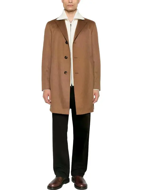 Tagliatore Single-breasted Notched Lapel Coat - Brown