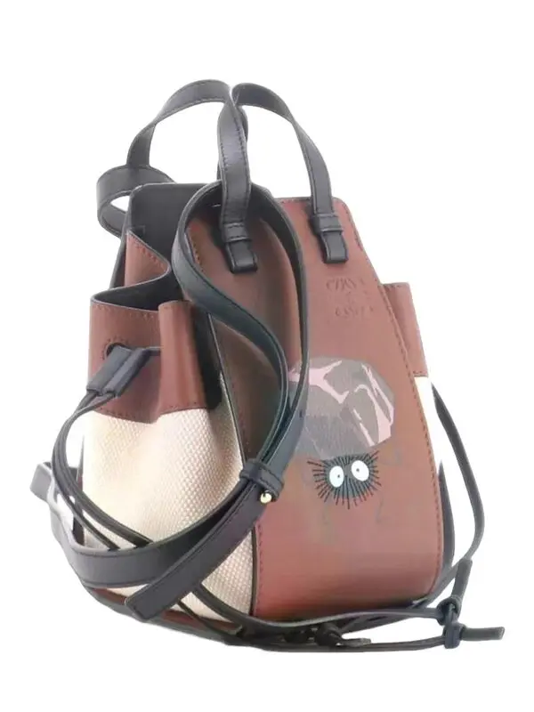Loewe Spirited Away" Printed Leather And Canvas Mini Shoulder Bag - Brown