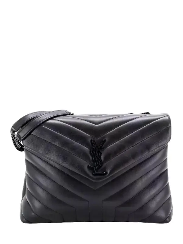 Saint Laurent Loulou Matelassé Chevron Leather Shoulder Bag - Black
