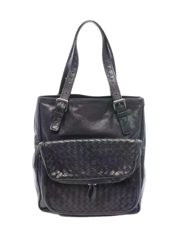 Bottega Veneta 2000s Intrecciato Pocket Tote Bag - Black