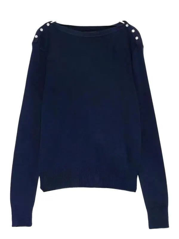 AGNES B. Badiane Pearl Snap Sweater - Blue