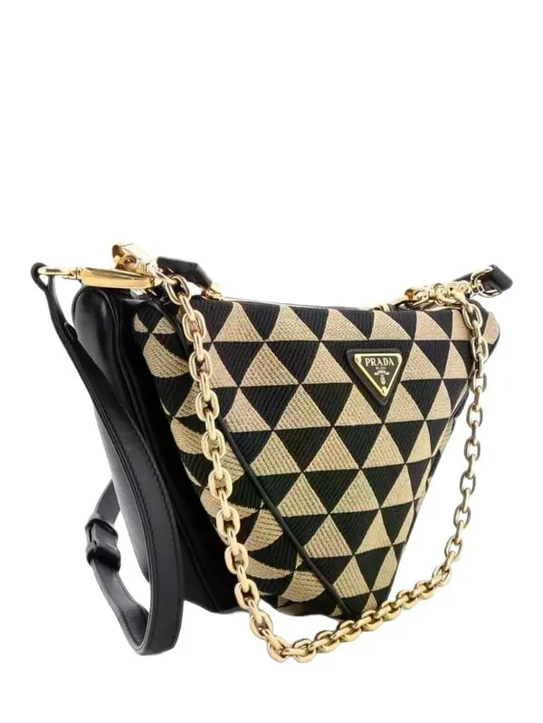 Prada Double Symbole Triangle Mini Shoulder Bag - Black